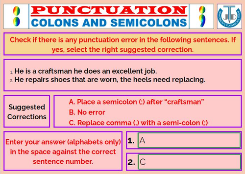 COLONS AND SEMICOLONS - PUNCTUATION: 33 BOOM CARDS | Teaching Resources