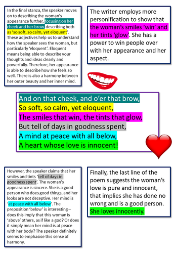 She Walks in Beauty Lord Byron | Teaching Resources