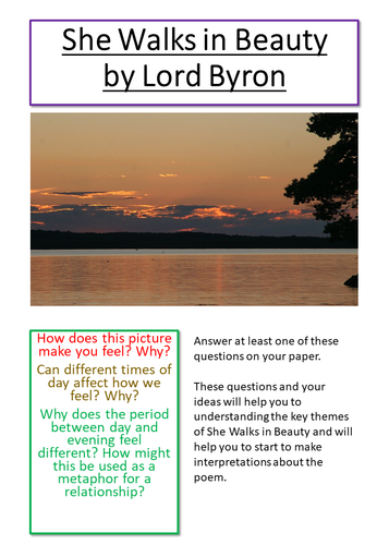 She Walks in Beauty Lord Byron | Teaching Resources