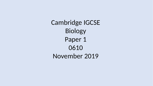 Cambridge IGCSE CIE 0610 Biology CORE 2019 paper 1 mock practice exam ...