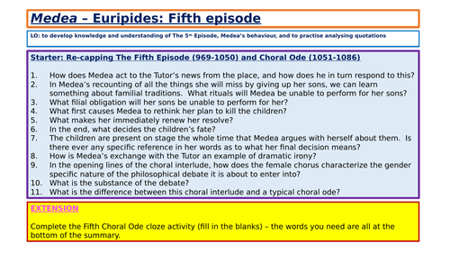 Medea - full SoW with text and essay tasks | Teaching Resources
