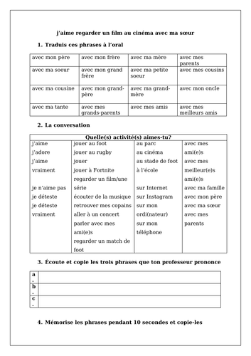 French KS3 leisure activities and places | Teaching Resources