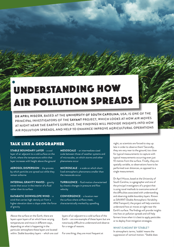 Geography: Understanding how air pollution spreads | Teaching Resources
