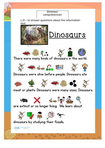 Dinosaur Comprehension | Teaching Resources