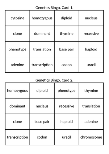 GCSE Genetics Bingo. FUN! Learning! | Teaching Resources