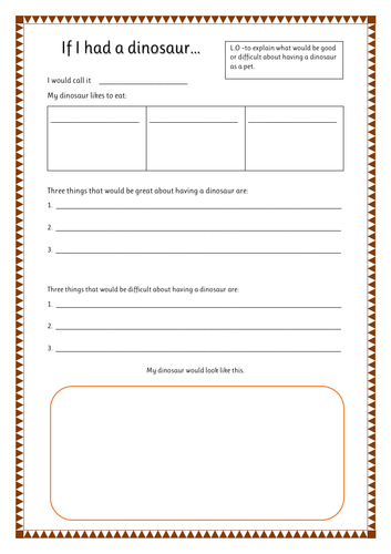 If I had a dinosaur as a pet writing activity | Teaching Resources