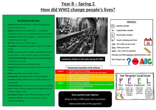 WW2 Literacy Map & Knowledge Organiser | Teaching Resources