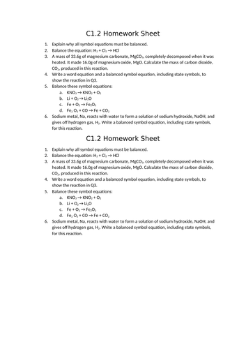 AQA GCSE Chemistry (9-1) - C1.2 Chemical equations FULL LESSON ...
