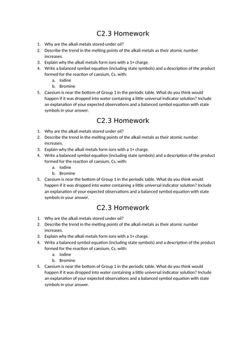 AQA GCSE Chemistry (9-1) - C2.3 Group 1 - the alkali metals FULL LESSON ...
