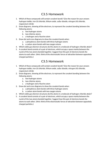 AQA GCSE Chemistry (9-1) - C3.5 Covalent bonding FULL LESSON | Teaching ...