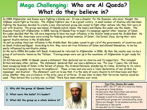 Terrorism - Al Qaeda | Teaching Resources