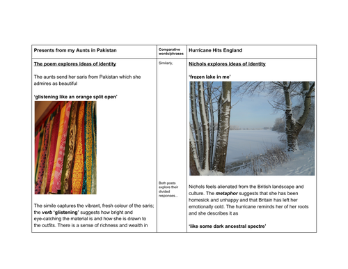 Edexcel GCSE Time and Place Poetry: Presents from my Aunts in Pakistan ...