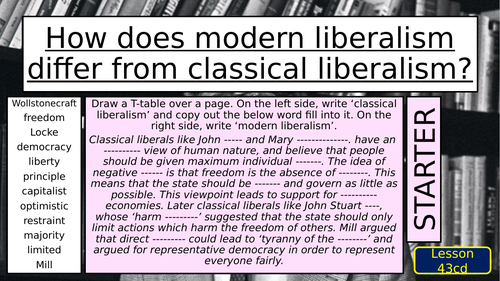 Edexcel A Level Politics Political Ideas Lessons 1-13 (Liberalism ...