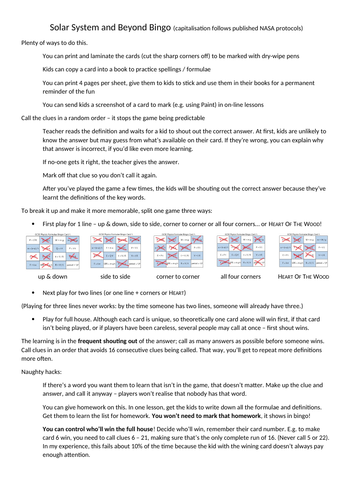 Solar System and Beyond Bingo! FUN! | Teaching Resources