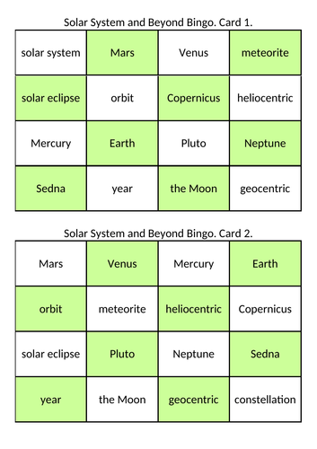 Solar System and Beyond Bingo! FUN! | Teaching Resources