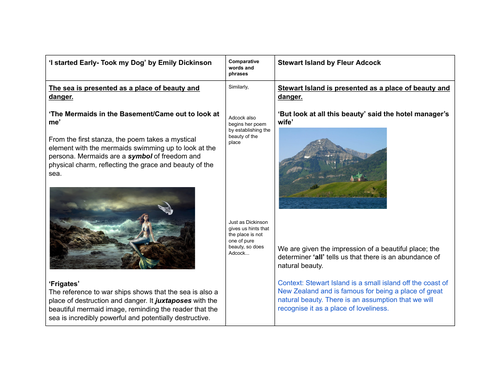 Edexcel GCSE Time and Place Poetry: I started early- took my dog ...
