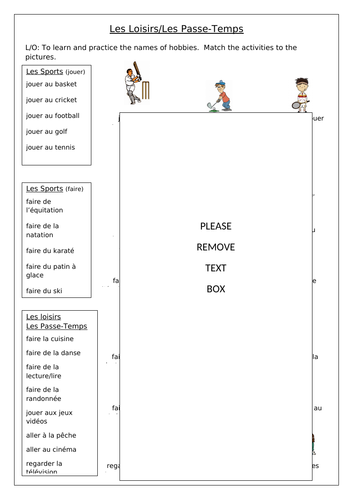 FRENCH - Les Loisirs/Les Passe-Temps | Teaching Resources