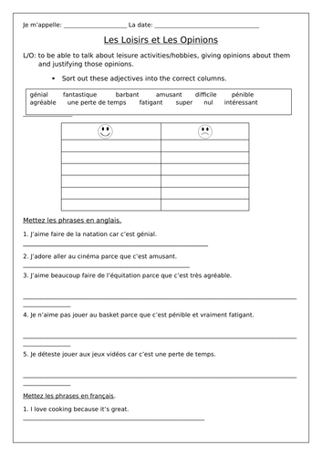 FRENCH - Les Loisirs/Les Passe-Temps | Teaching Resources