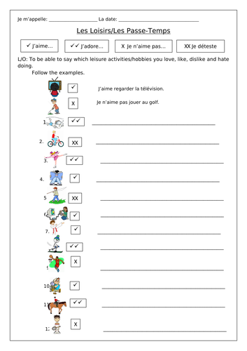 FRENCH - Les Loisirs/Les Passe-Temps | Teaching Resources