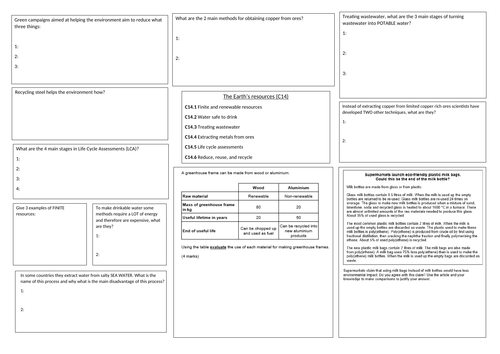 AQA Triple Science Chemistry revision mats Bundle | Teaching Resources