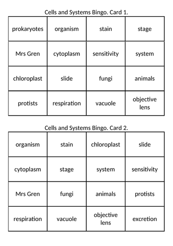 Cells, Systems, and Life Bingo FUN! | Teaching Resources