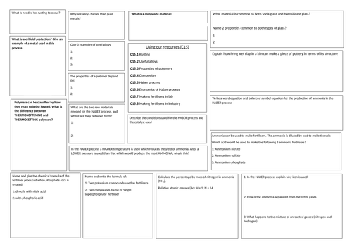 AQA Triple Science Chemistry revision mats Bundle | Teaching Resources