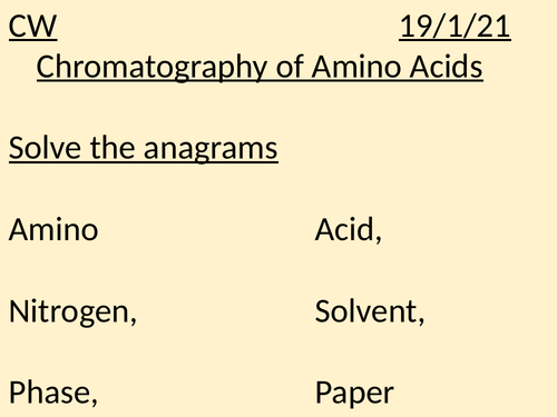 Amino Acid Chromatography | Teaching Resources