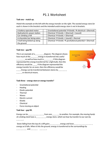 AQA GCSE Physics (9-1) - P1.1 Changes in energy stores FULL LESSON ...