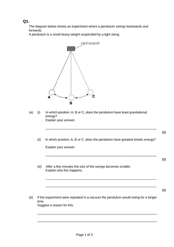 AQA GCSE Physics (9-1) - P1 Conservation and dissipation of energy ALL ...