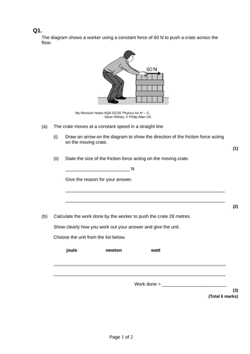 AQA GCSE Physics (9-1) - P1.3 Energy and work FULL LESSON | Teaching ...