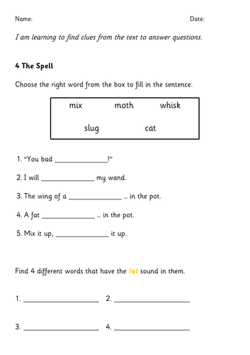 Read Write Inc: Green Story 4 The Spell – Worksheets | Teaching Resources