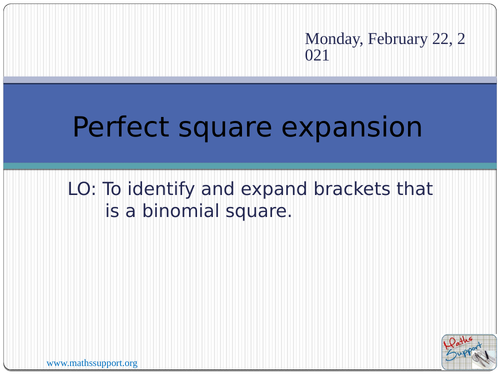 Perfect square expansion | Teaching Resources