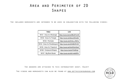 Area and Perimeter of 2D Shapes Worksheets | Teaching Resources