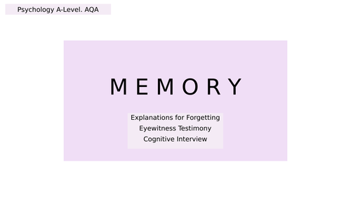 Memory Lessons | Teaching Resources