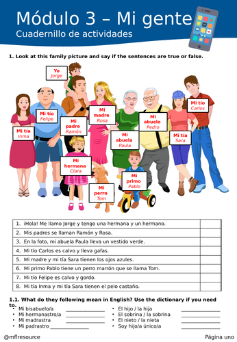 GCSE Spanish - Module 3 - Mi gente - Revision booklet | Teaching Resources