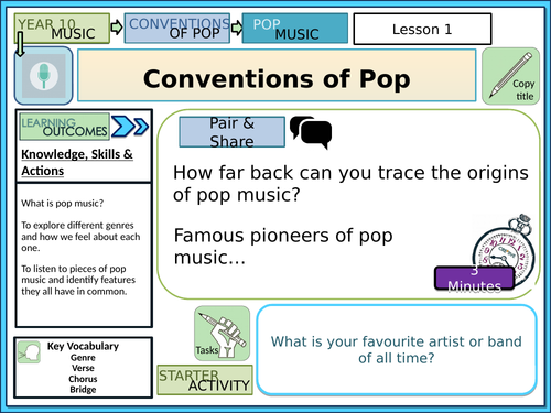 Conventions of Pop Music Lesson | Teaching Resources