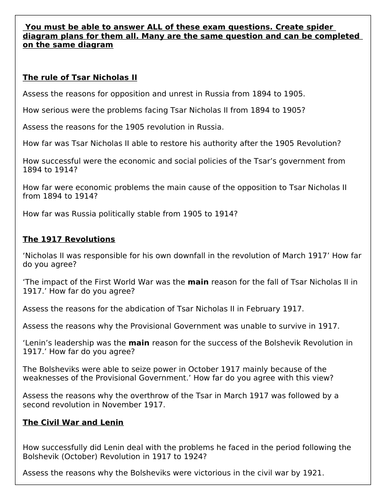 Russia Revision | Teaching Resources