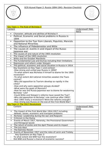 Russia Revision | Teaching Resources