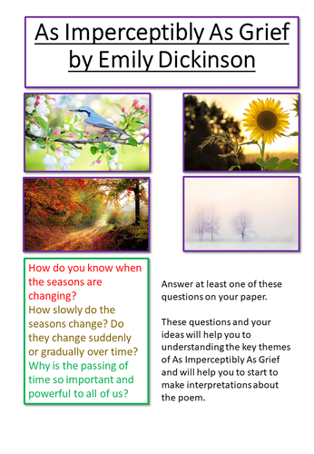 As Imperceptibly As Grief | Teaching Resources