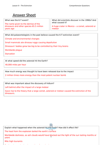 The Extinction of Dinosaurs | Distance Learning | Audio & Worksheets ...