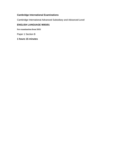 AS and A Level English Language (9093) P1 Section B | Teaching Resources