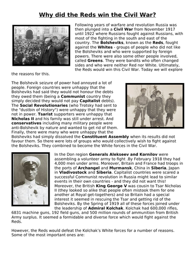 Why did the Reds win the Russian Civil War? | Teaching Resources