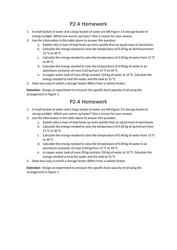 AQA GCSE Physics (9-1) - P2.4 Specific heat capacity + Required ...