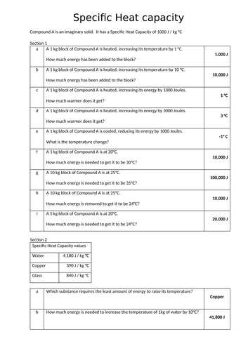 AQA GCSE Physics (9-1) - P2.4 Specific heat capacity + Required ...