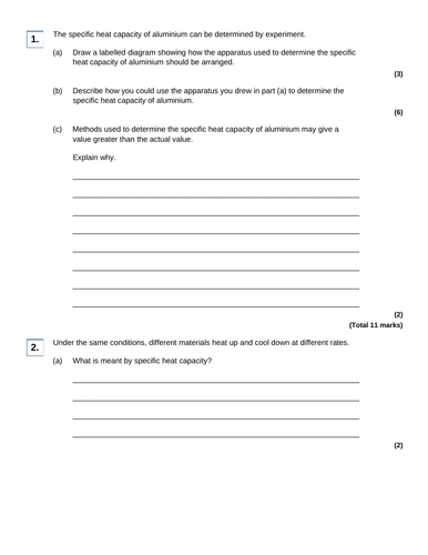 AQA GCSE Physics (9-1) - P2.4 Specific heat capacity + Required ...