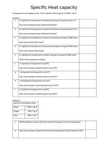 AQA GCSE Physics (9-1) - P2.4 Specific heat capacity + Required ...
