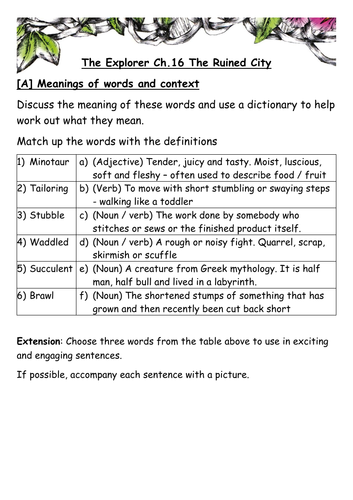 Y3/4 Chapter 16 The Explorer by Katherine Rundell 1 week whole class ...