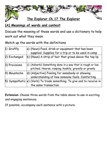 Y3/4 Chapter 17 The Explorer by Katherine Rundell 1 week whole class ...