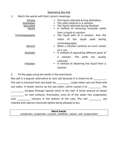 Separating Sea Salt | Teaching Resources