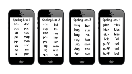 16 Spelling Lists Phase 1 to 4 | Teaching Resources